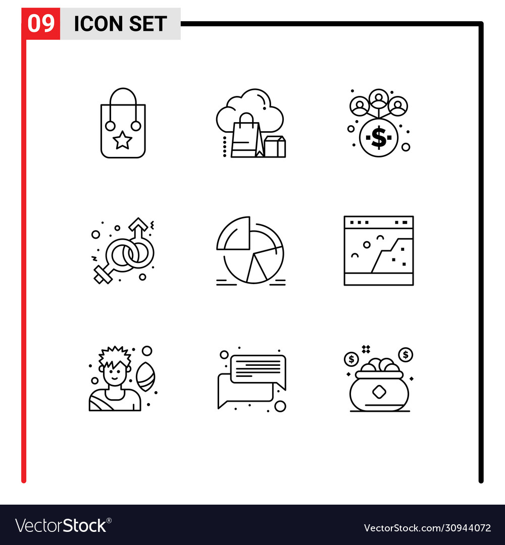 9 user interface outline pack modern signs Vector Image 9 user interface outline pack modern signs Vector Image