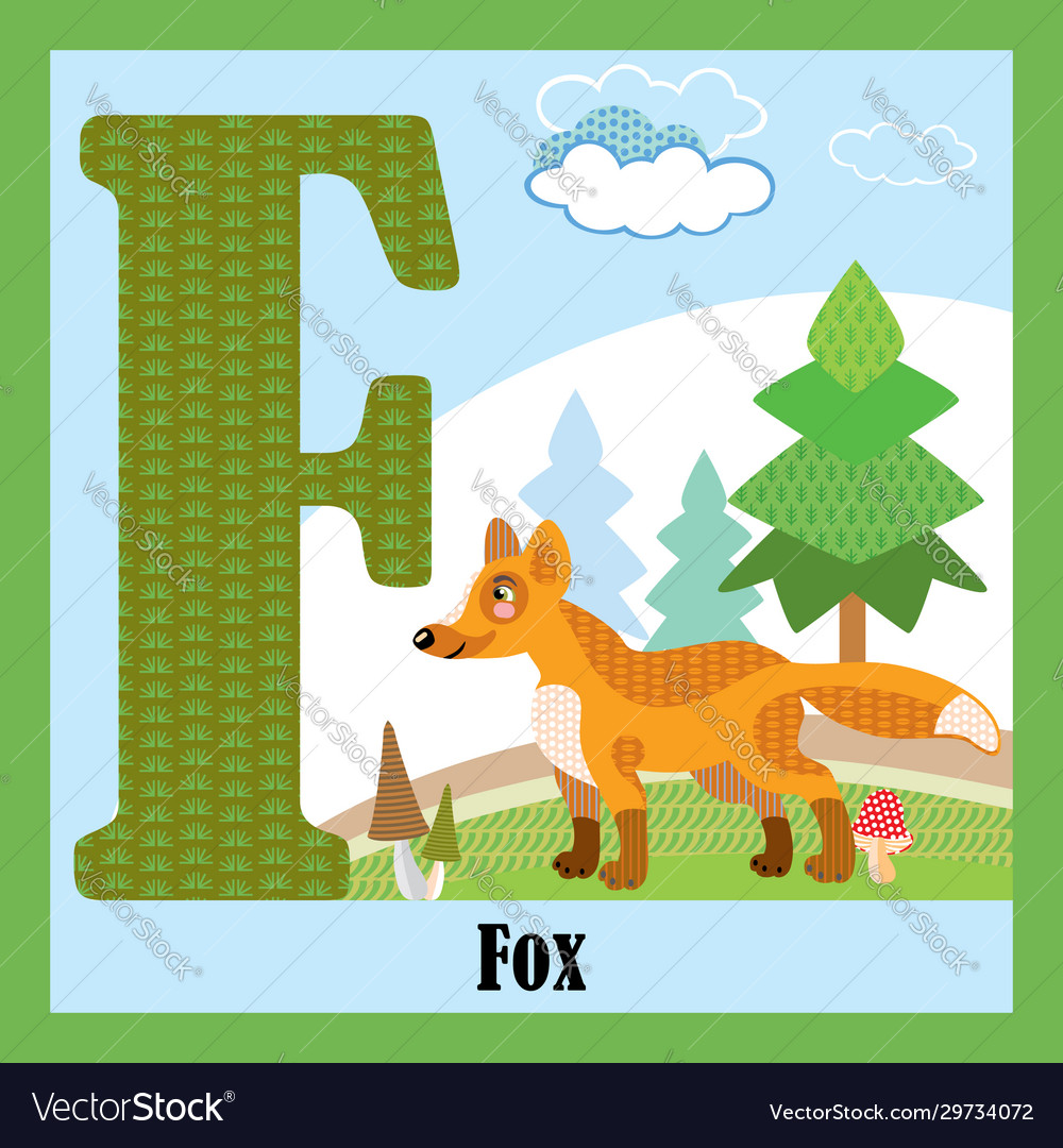 Animal alphabet f Royalty Free Vector Image - VectorStock
