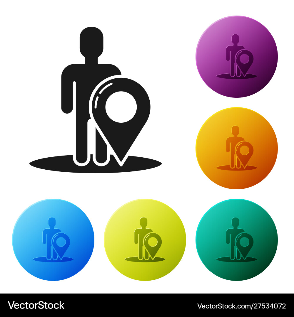 Black map marker with a silhouette a person Vector Image