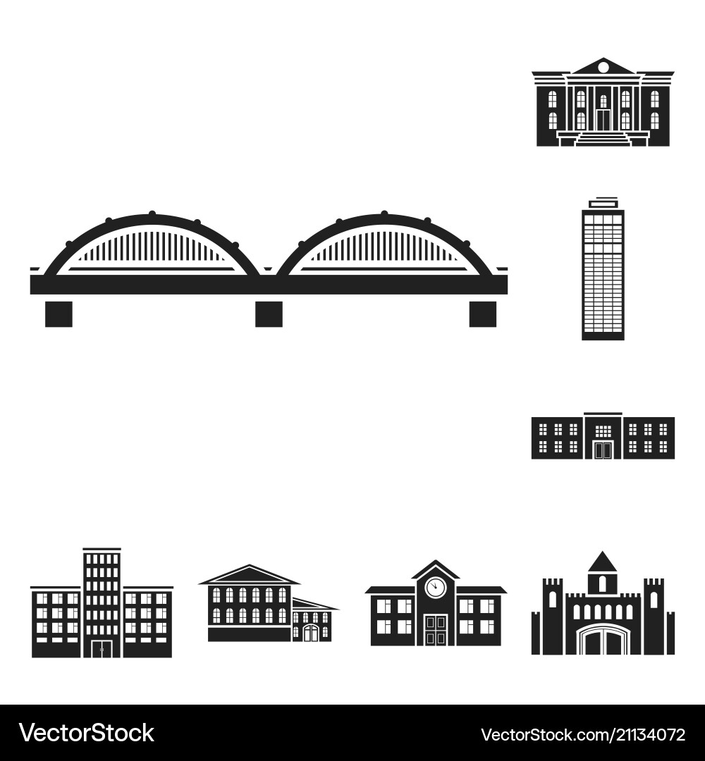 Building and architecture black icons in set Vector Image