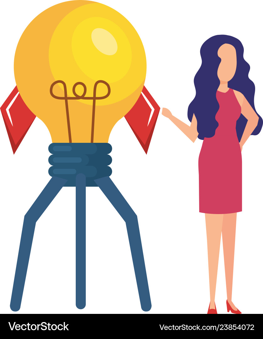 Businesswoman with bulb light idea Royalty Free Vector Image