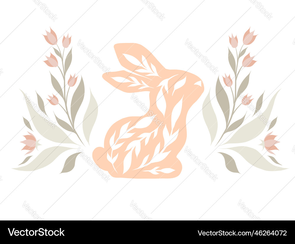 Card with cute decorated rabbit in wreath Vector Image