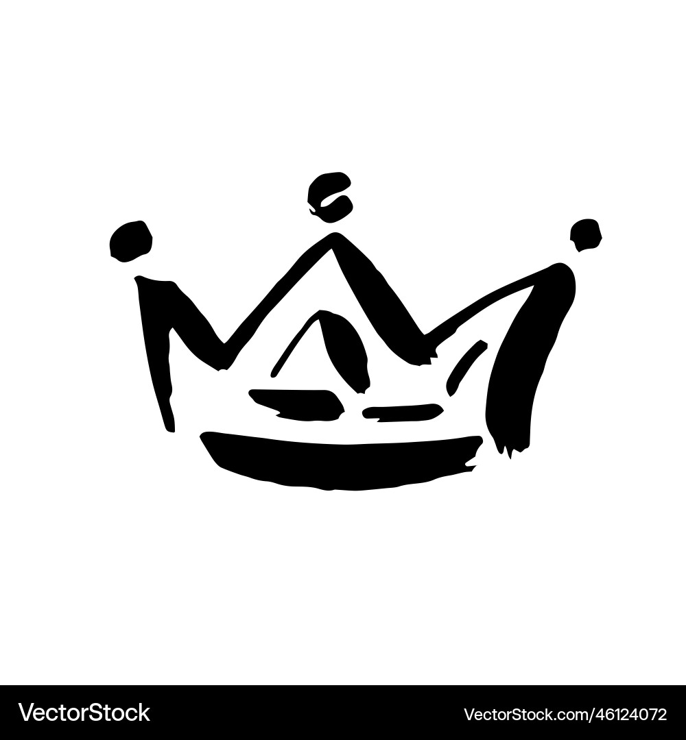 Crown doodle icon modern brush ink isolated Vector Image