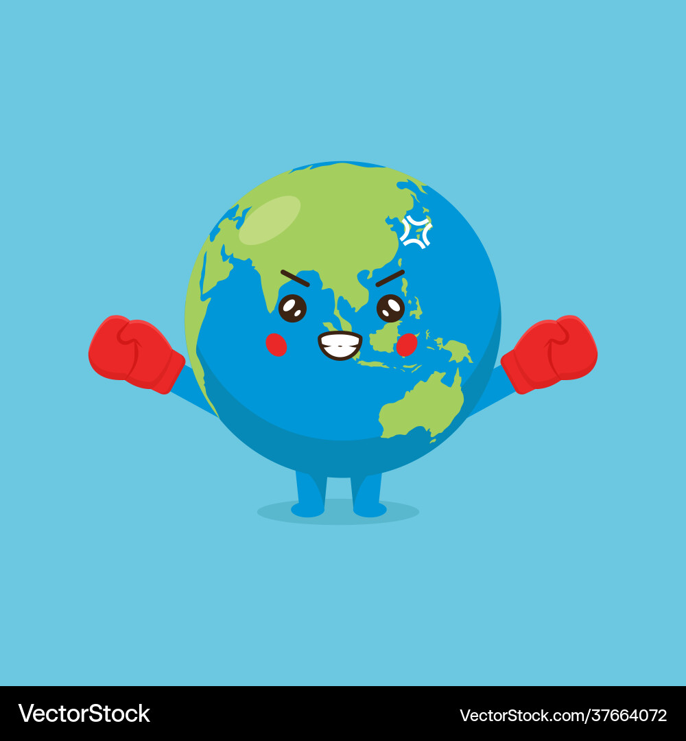 Earth characters wearing boxing gloves Royalty Free Vector