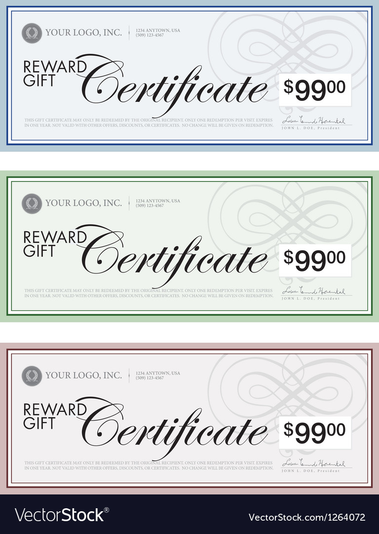 Gift certificate set Royalty Free Vector Image