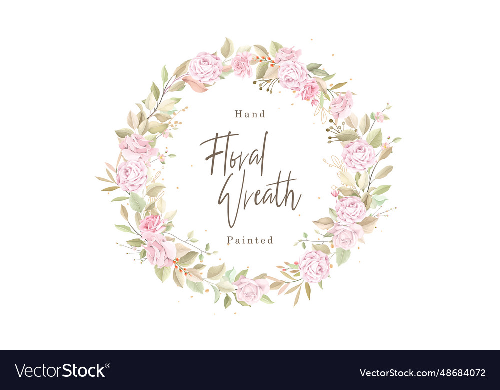 Hand drawn pink roses wreath Royalty Free Vector Image