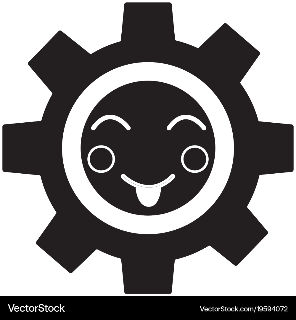 Happy gear kawaii icon image Royalty Free Vector Image