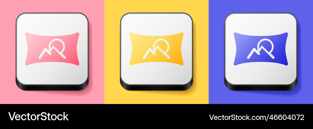 Isometric wide angle picture icon isolated on pink