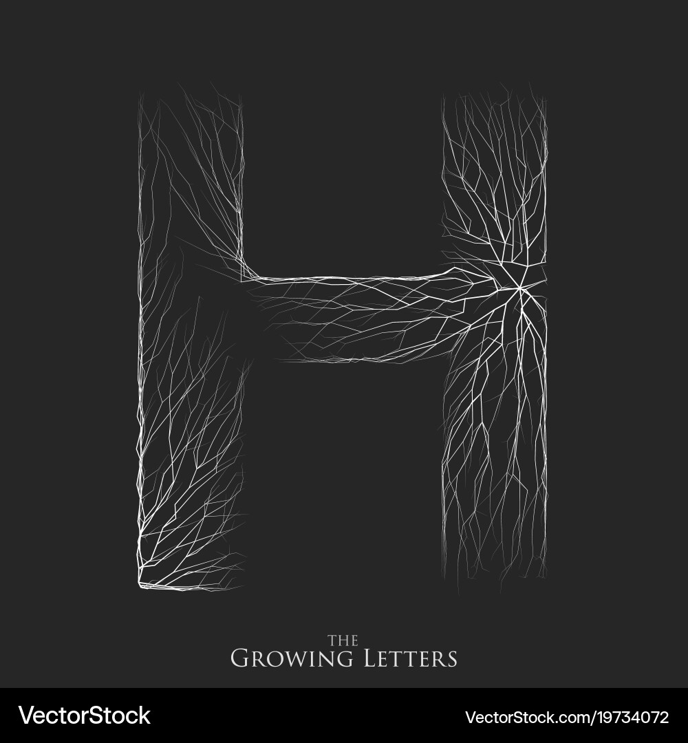 Letter h branch or cracked alphabet h Royalty Free Vector