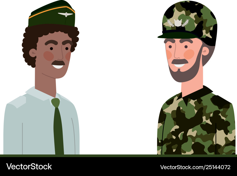 Men soldiers war avatar character Royalty Free Vector Image
