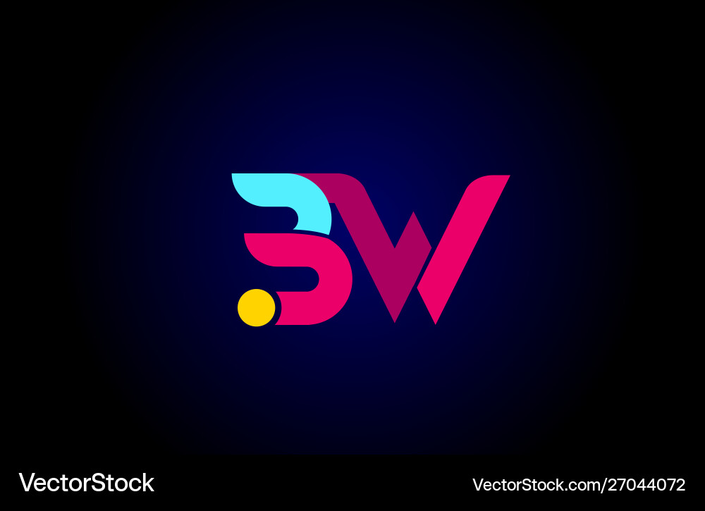 Pink blue alphabet letter b w combination Vector Image