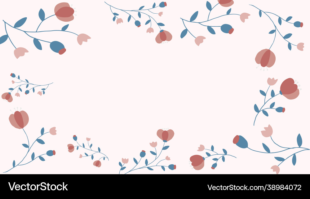 Pink floral frame background feminine style Vector Image