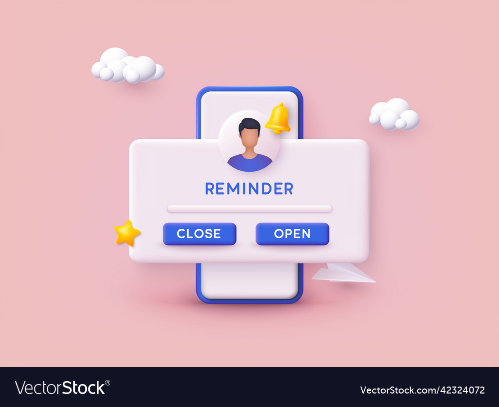 Reminder page with floating elements Royalty Free Vector
