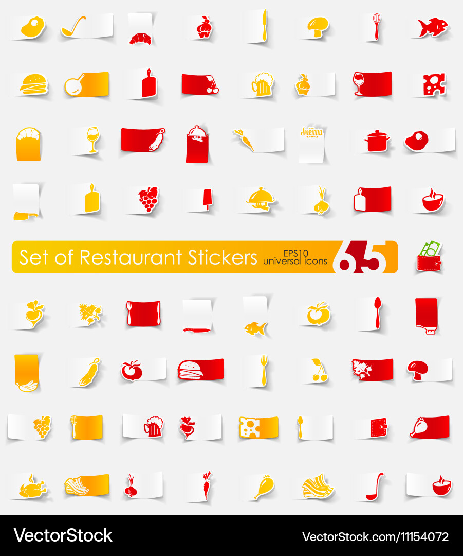 Set of restaurant stickers Royalty Free Vector Image