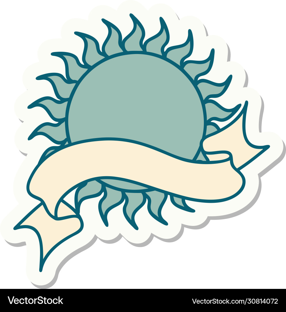 Tattoo sticker with banner a sun Royalty Free Vector Image