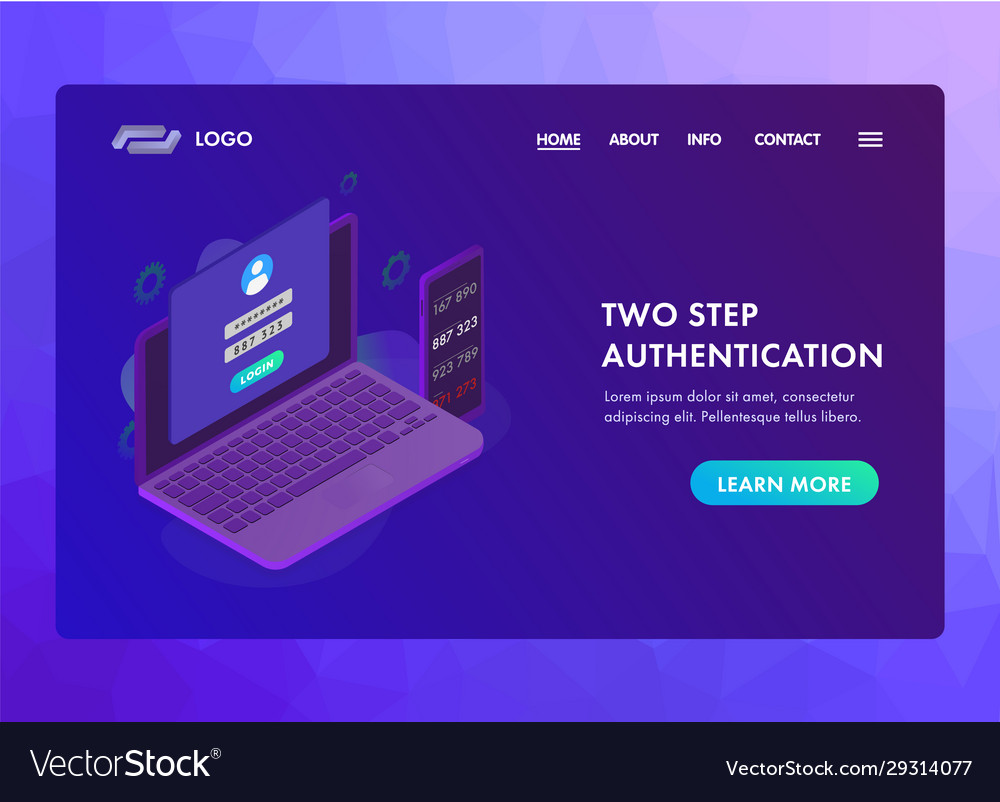 2-step authentication concept two steps 2fa Vector Image