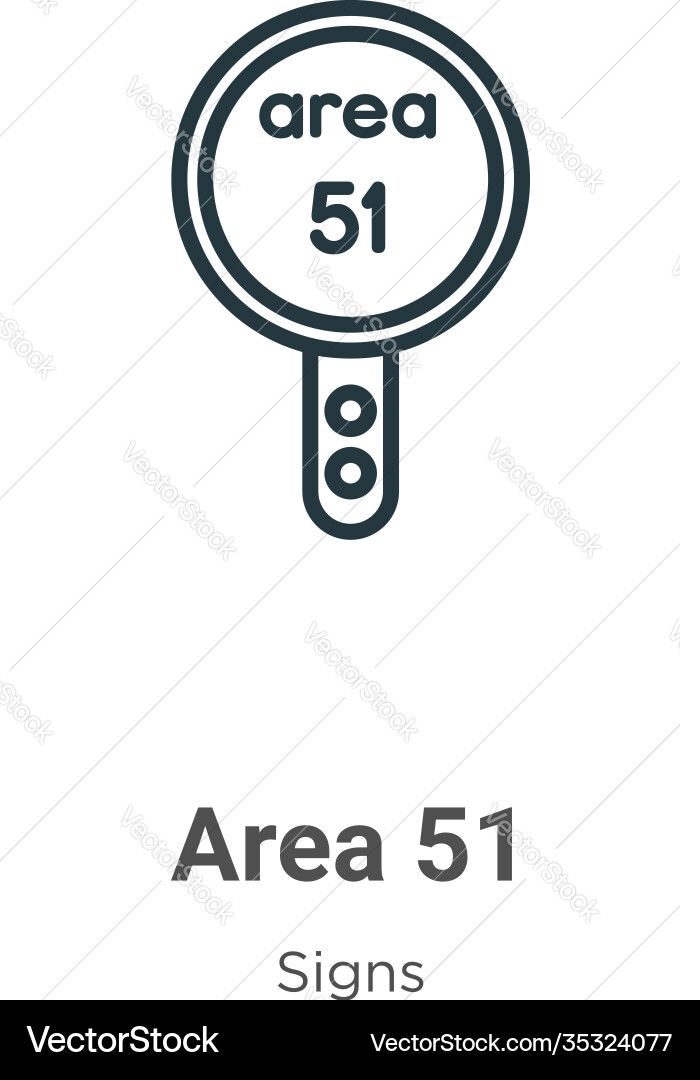 Area 51 outline icon thin line black 51 icon Vector Image
