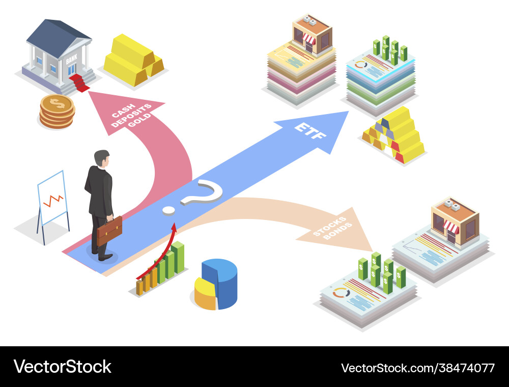 Businessman making choice from financial Vector Image