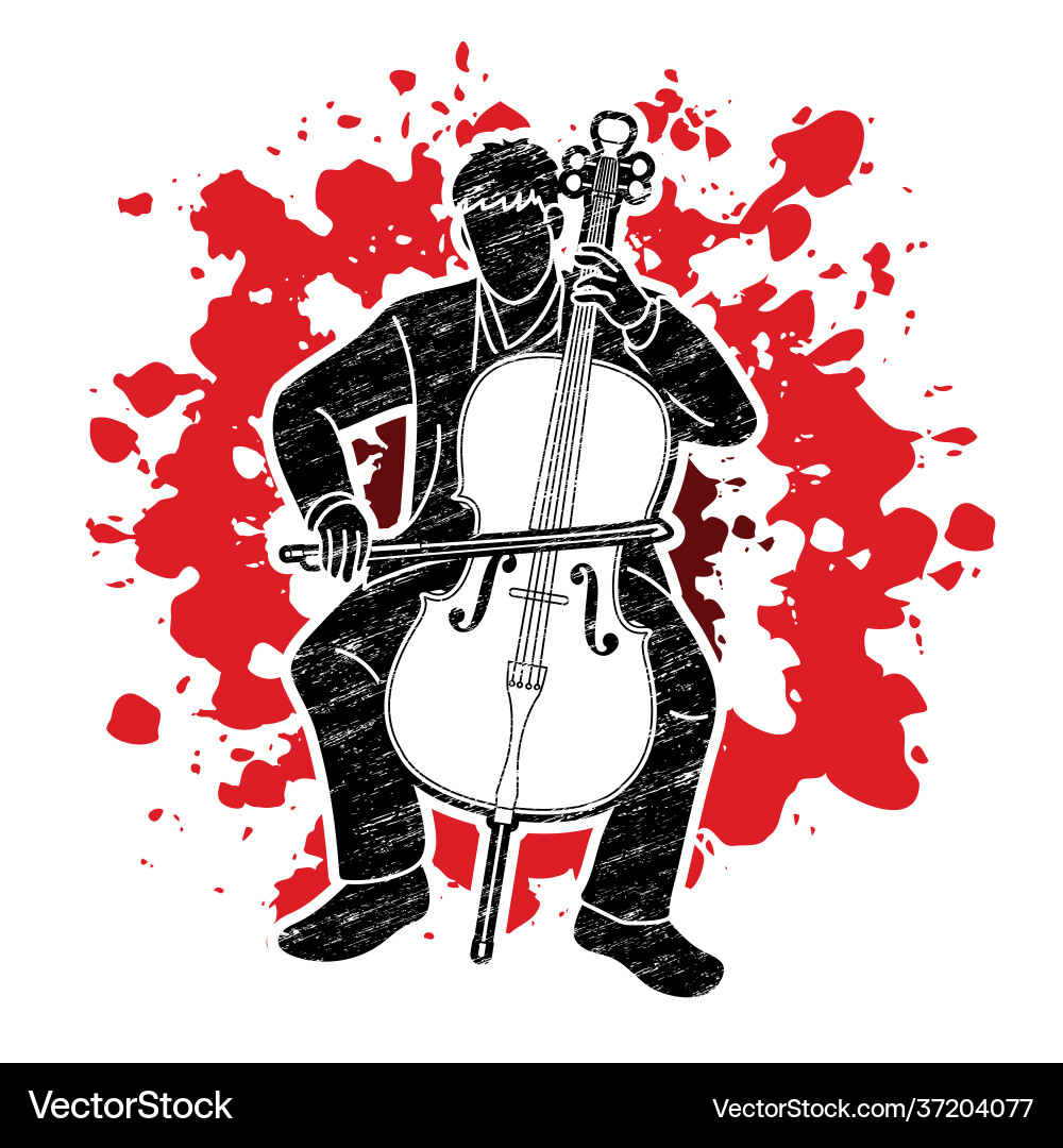 Cello musician orchestra instrument graphic Vector Image