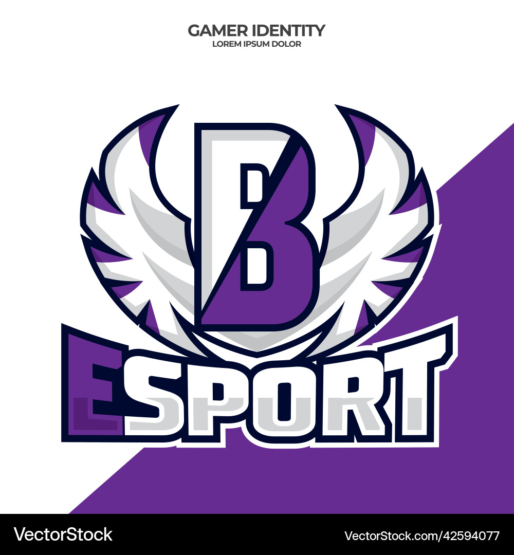 Eagle wing esport logo letter b design template Vector Image