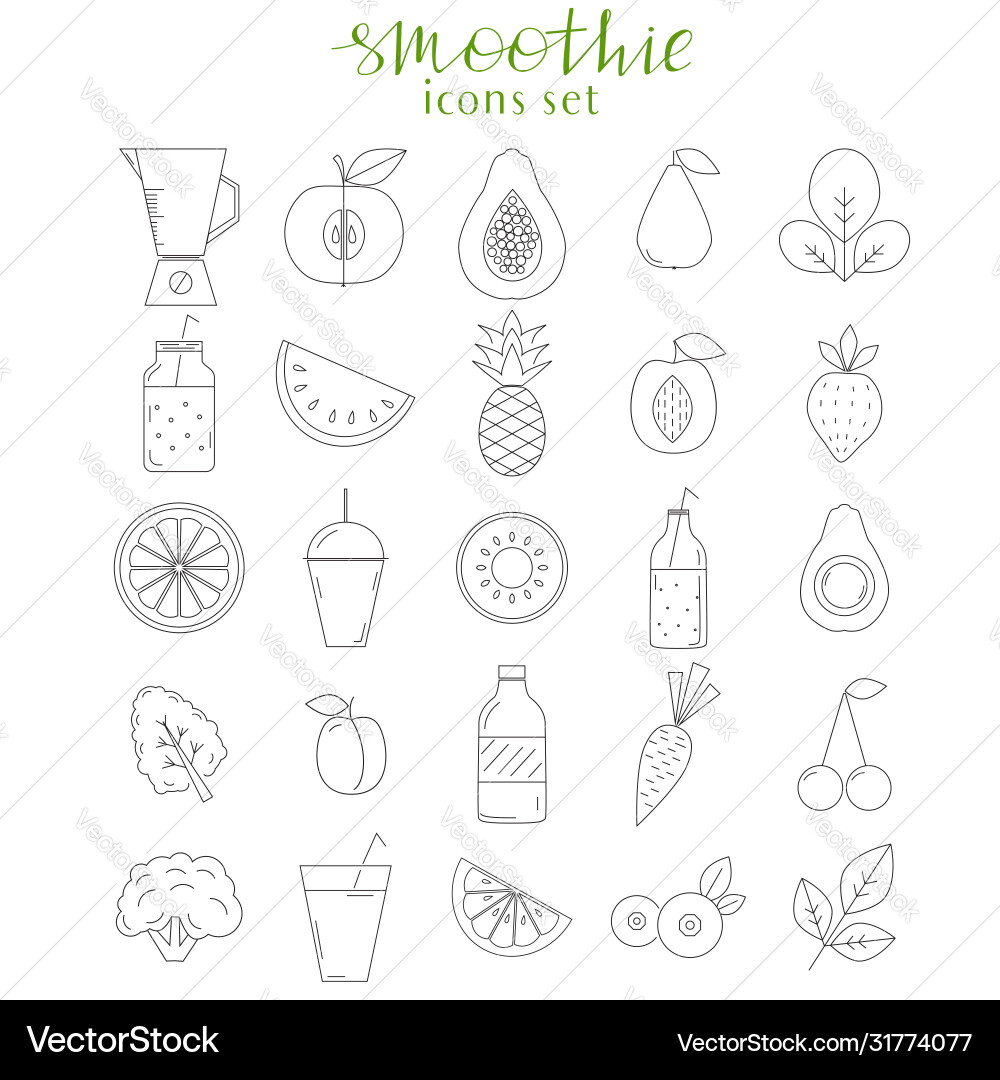 Healthy lifestyle thin line icons Royalty Free Vector Image