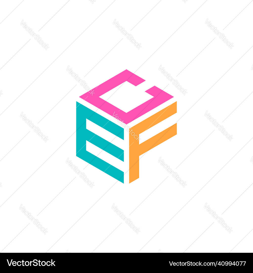 Initials of the letter cef hexagon shape Vector Image
