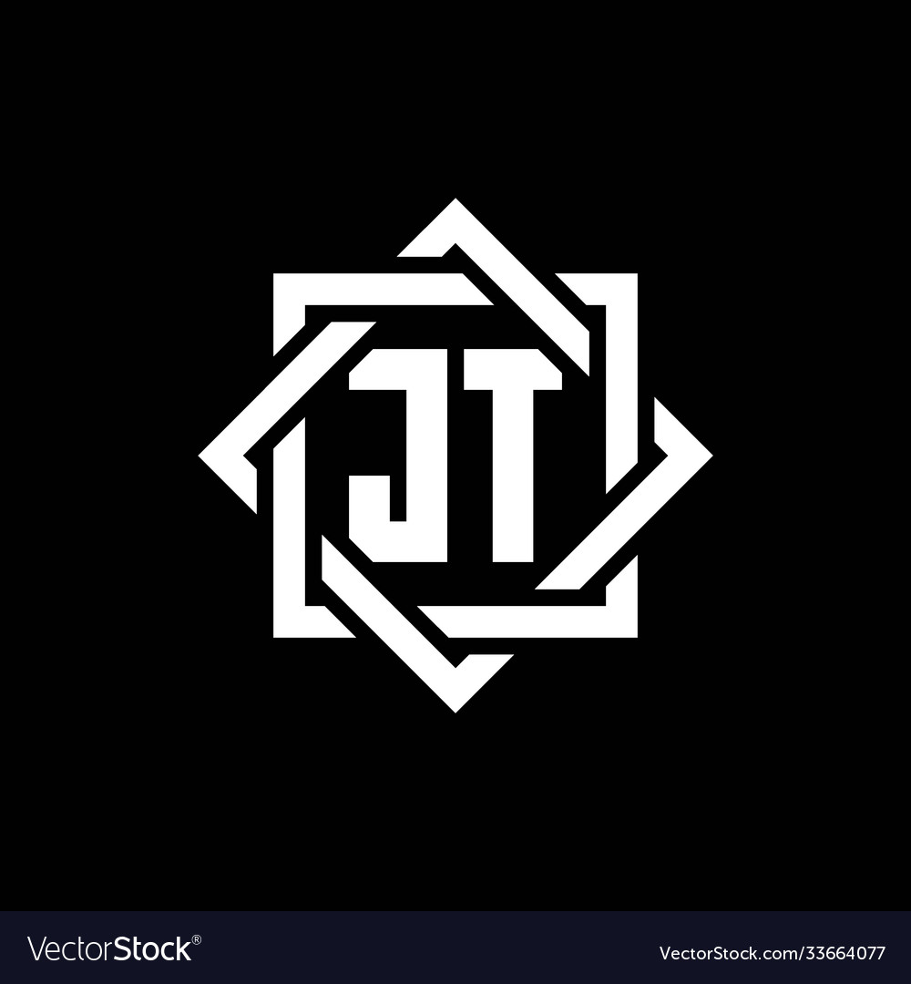 Jt monogram logo with abstract square around Vector Image