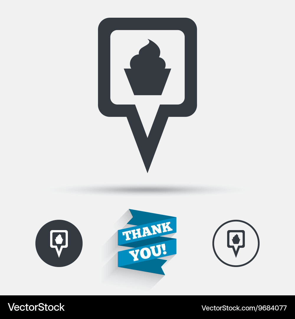 Map pointer food sign icon marker symbol Vector Image