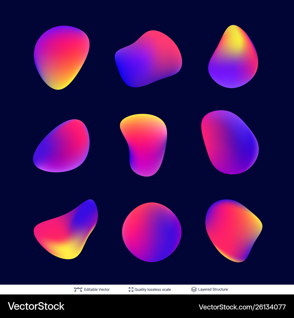 Organic flowing liquid shapes isolated on dark Vector Image
