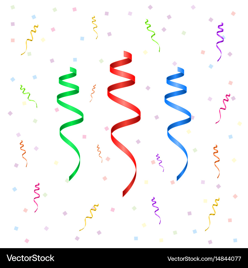 Shiny colorful rolled ribbon isolated Royalty Free Vector