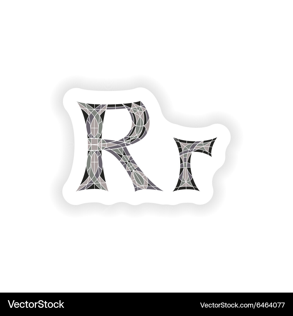 Sticker low poly letter r in gray mosaic polygon Vector Image