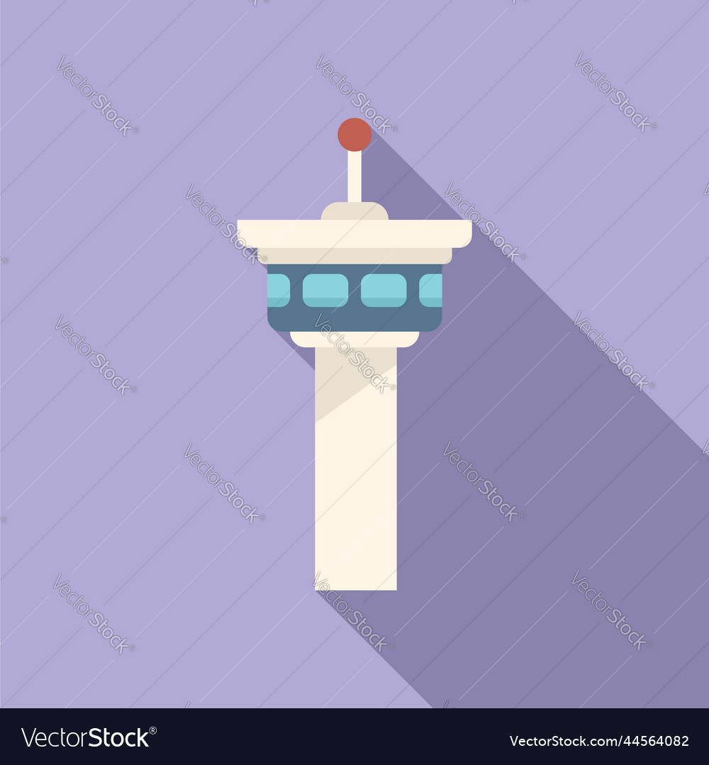 Airport plane tower icon flat ground Royalty Free Vector