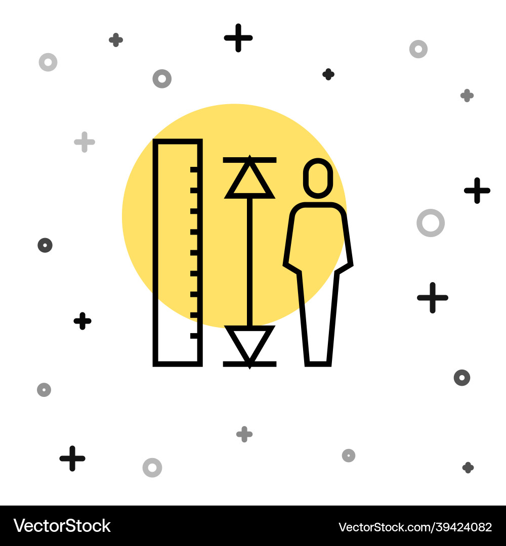 Black line measuring height body icon isolated Vector Image