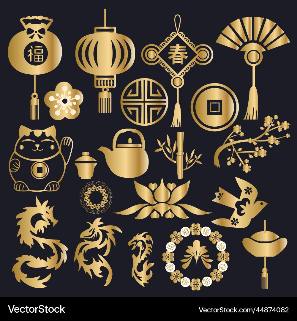 Chinese traditional ornaments collection Vector Image