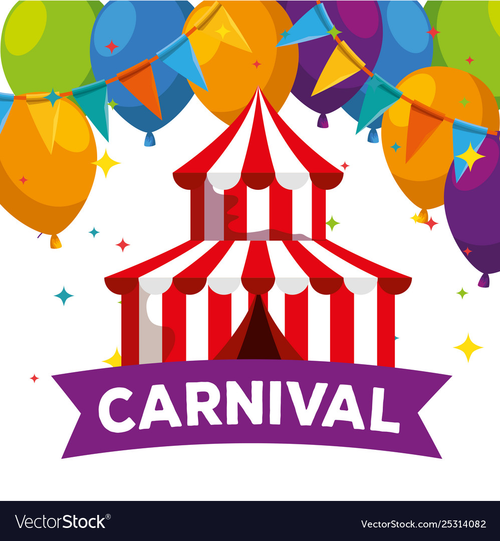 Circus carnival with balloons and party banner Vector Image