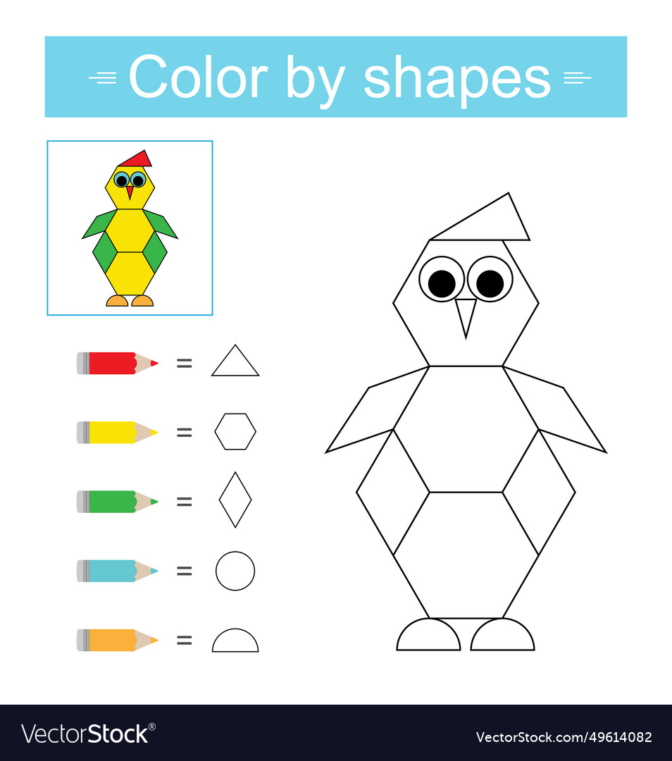 Coloring pages color by shapes Royalty Free Vector Image