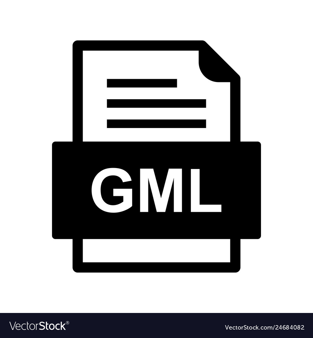 Gml file document icon Royalty Free Vector Image