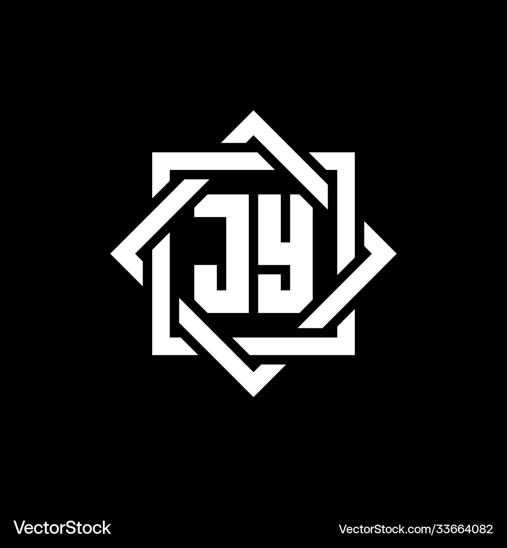 Jy monogram logo with abstract square around Vector Image