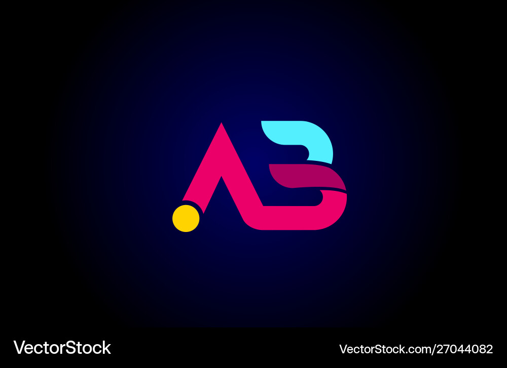 Pink blue alphabet letter ab a b combination Vector Image
