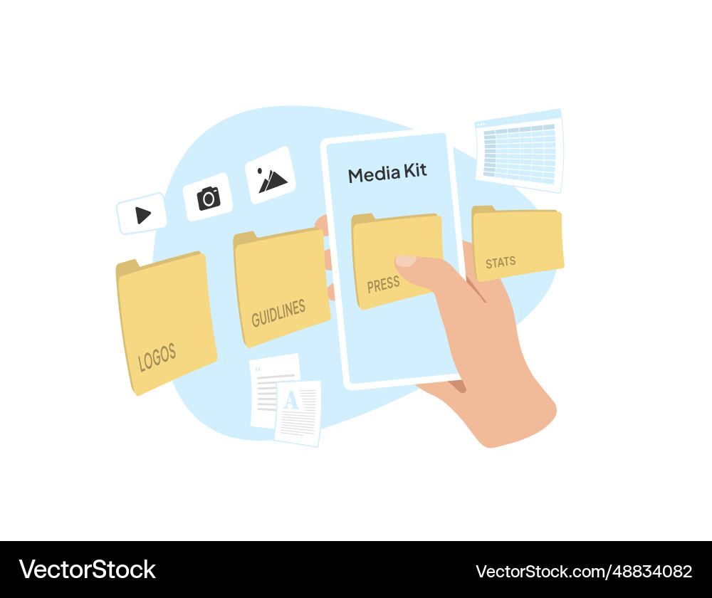 Press release and news publication concept media Vector Image