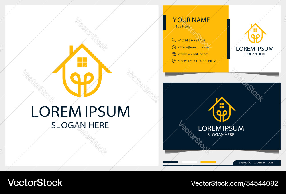 Smart home line art style logo design Royalty Free Vector
