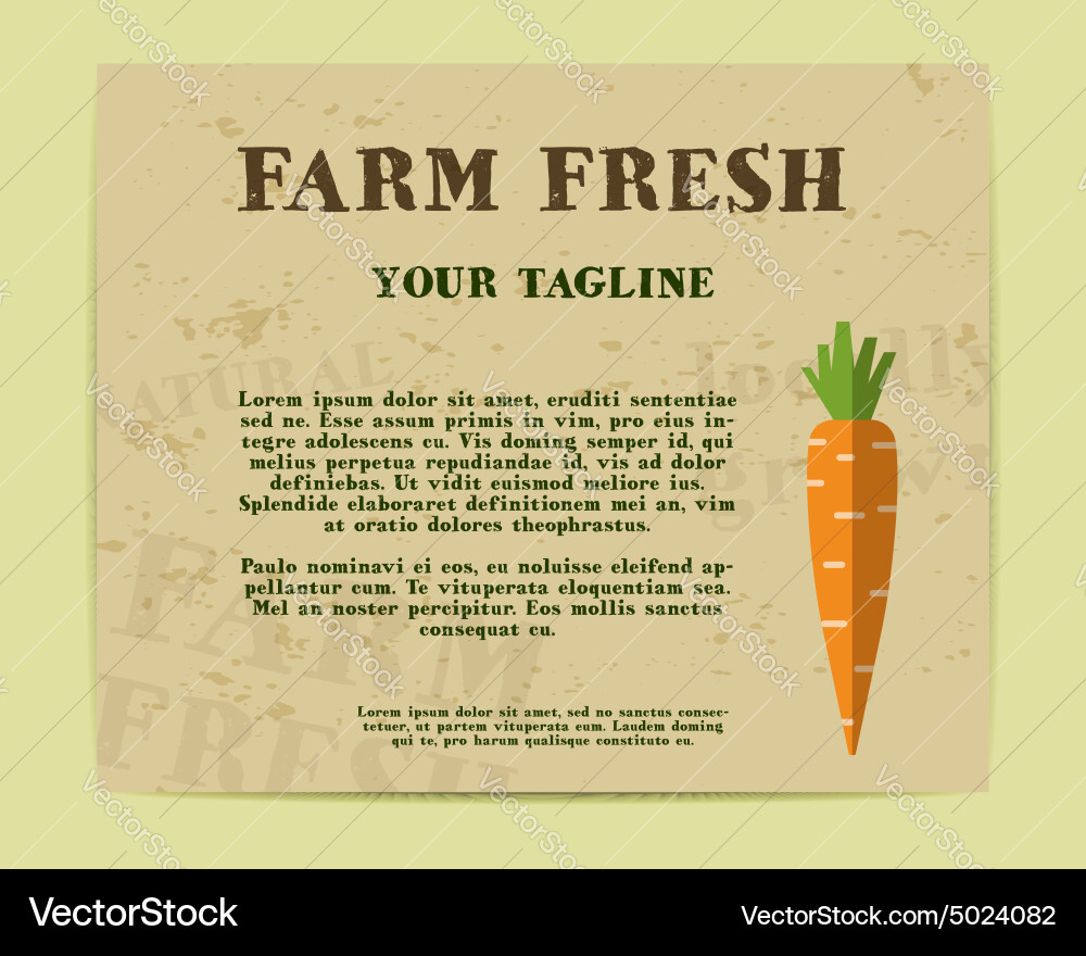 Stylish farm fresh poster template or brochure Vector Image