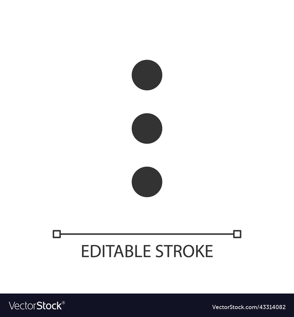 Three vertical dots menu pixel perfect linear ui Vector Image