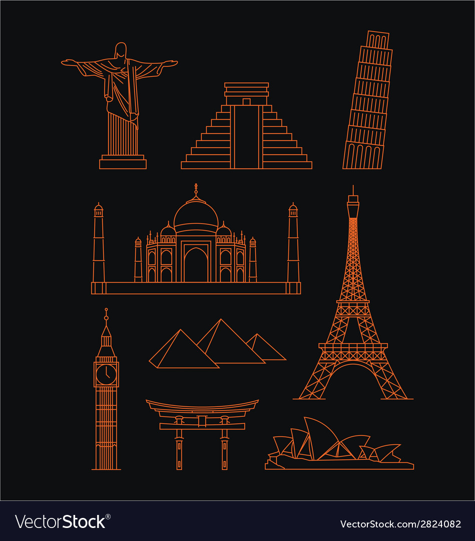 World landmarks Royalty Free Vector Image - VectorStock