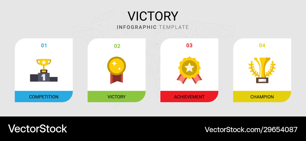 4 victory flat icons set isolated on infographic Vector Image