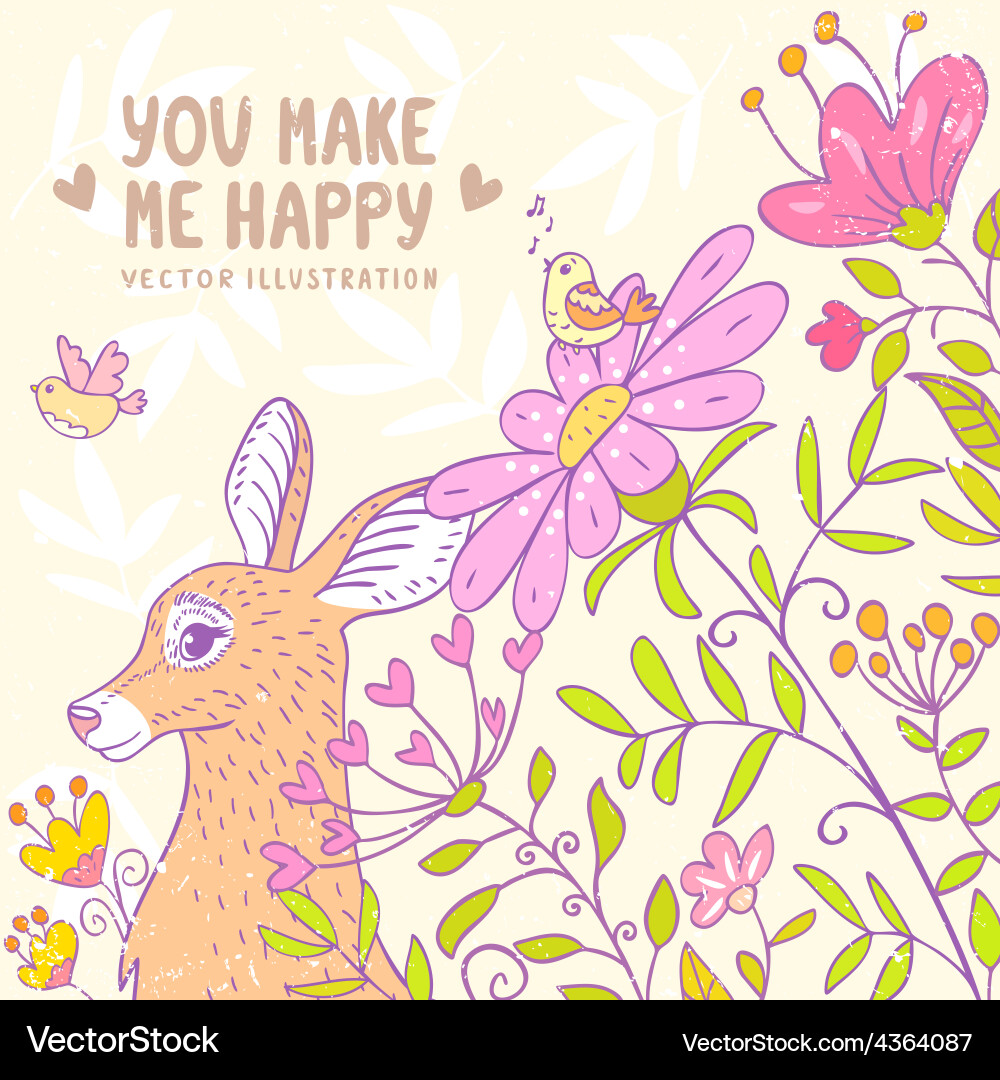 Deer and flowers Royalty Free Vector Image - VectorStock