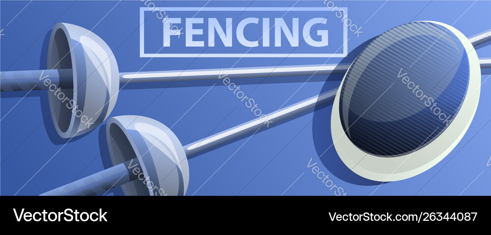 Fencing concept banner cartoon style Royalty Free Vector