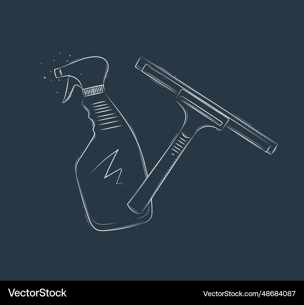 Glass scraper and cleaner drawing in graphic Vector Image