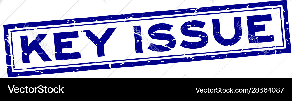 Grunge blue key issue word square rubber seal Vector Image