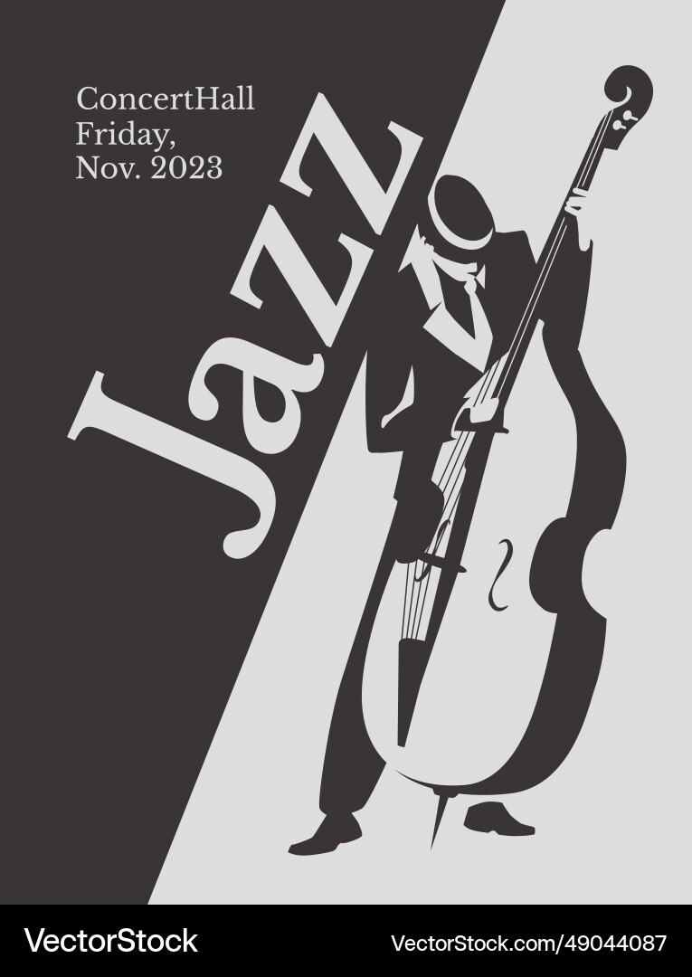 Jazz cellist black and white poster advertisement Vector Image